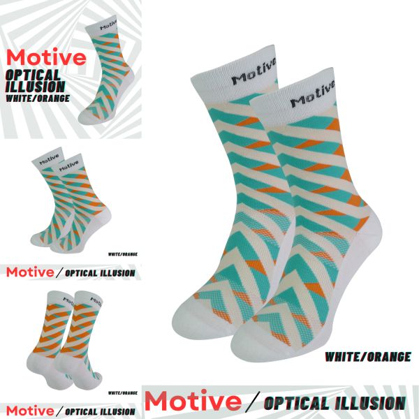 Motive Sock Sport Performance Illusion Crew - White/Orange– Bigbigplace.com